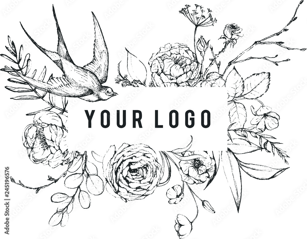 Flowers Black And White Headers