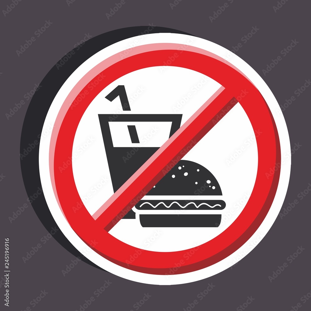 Vector illustration of a stickers set of isolated no sign - no food, no ...
