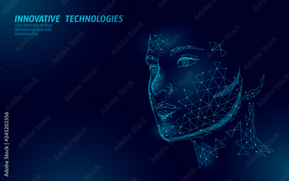 Low poly female human face biometric identification. Recognition system ...