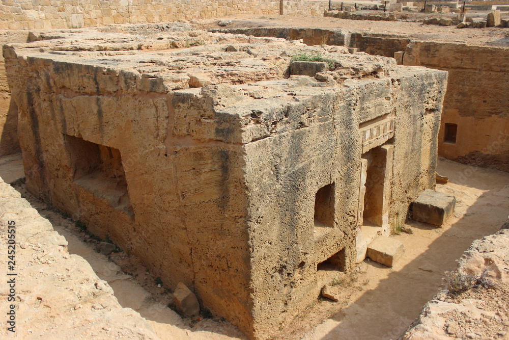 Excavations of Royal tombs. The ruins of an ancient city underground ...