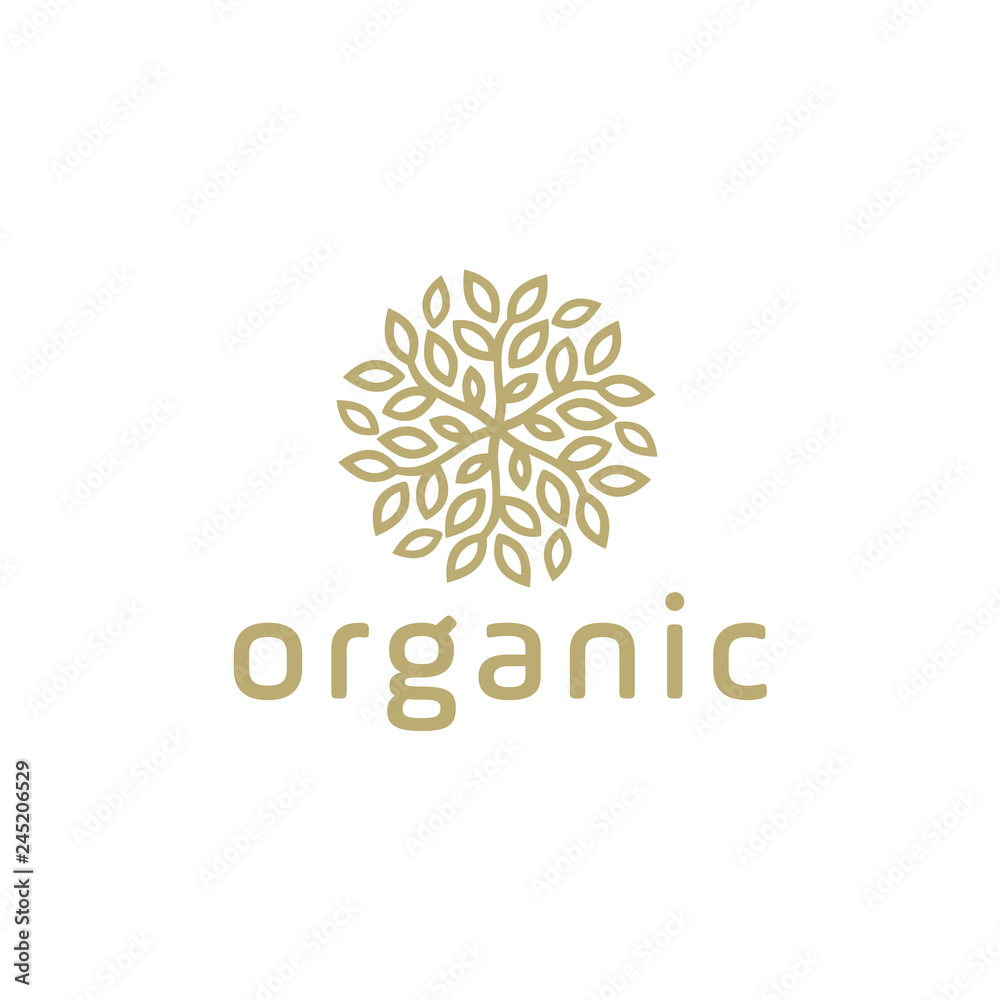 Organic life logo, Graceful monogram design template, Natural line art ...