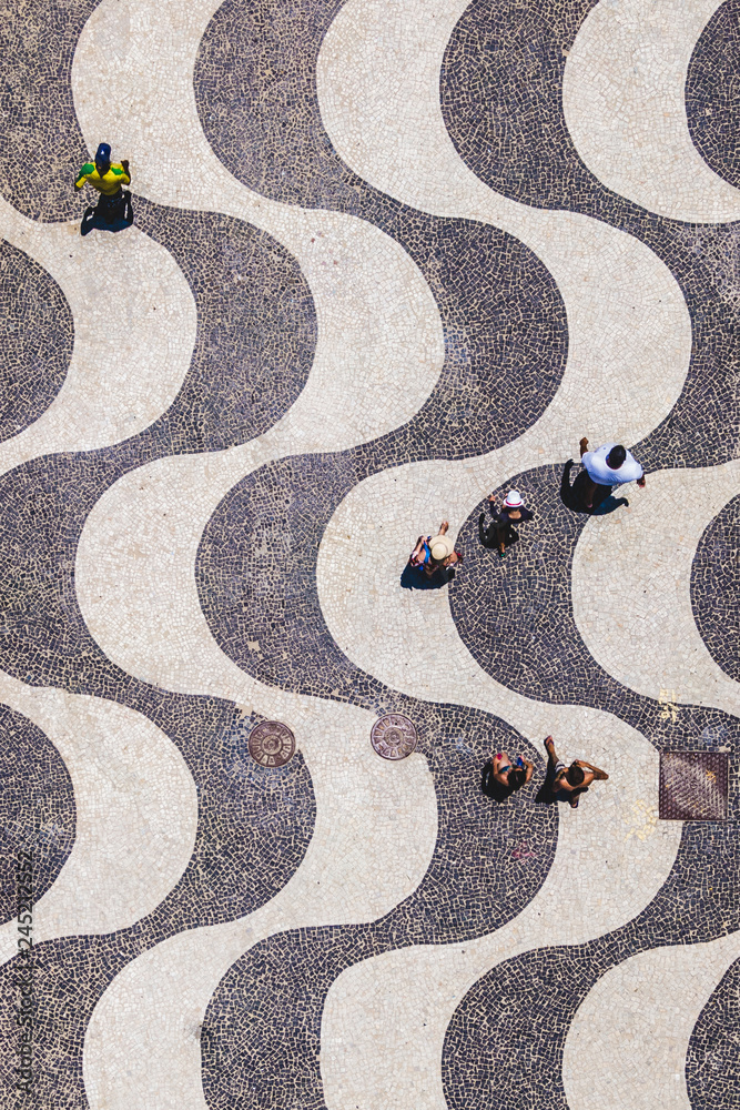 Rio de Janeiro, Brazil, Top View of People Walking on the Iconic ...
