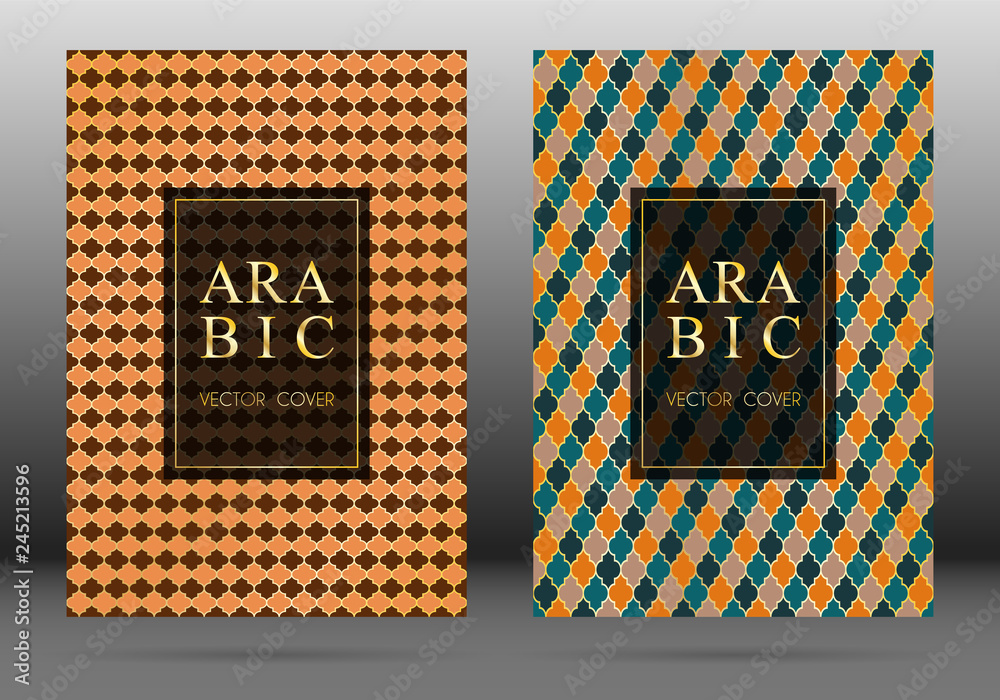 Moroccan pattern vector cover page layout design collection in arabic ...