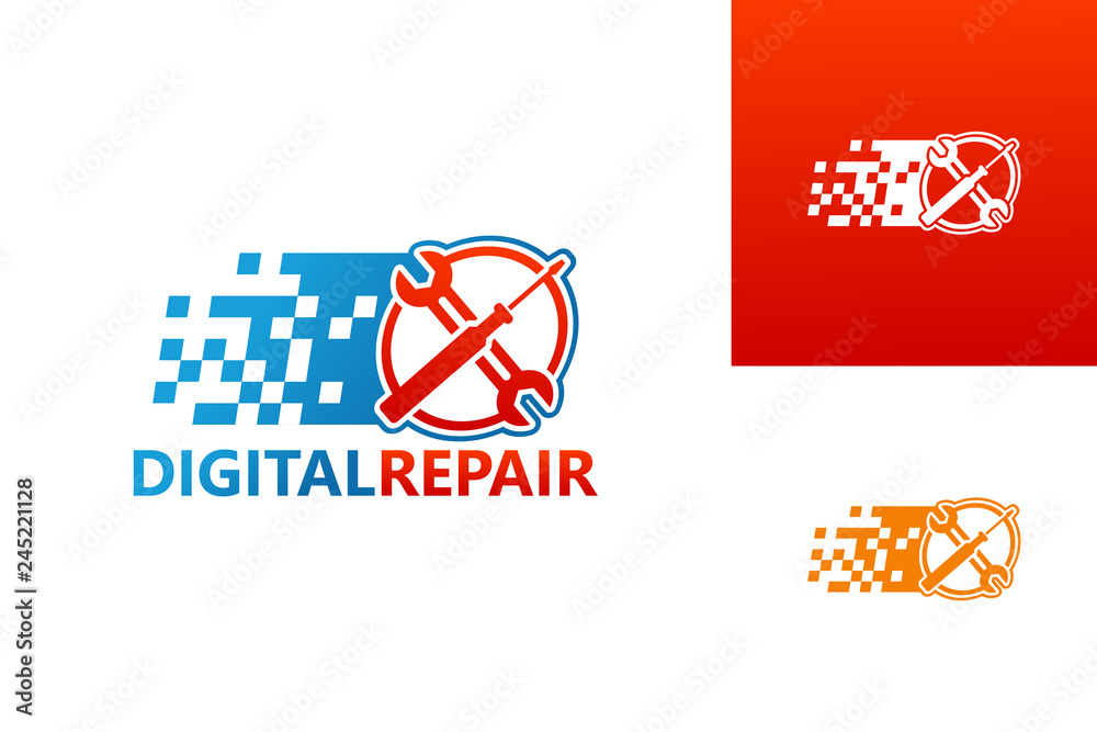 Digital Repair Logo Template Design Vector, Emblem, Design Concept ...