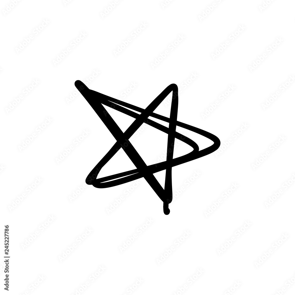 Vector, clip art. Star brush drawing, stylized simple decor, funny ...