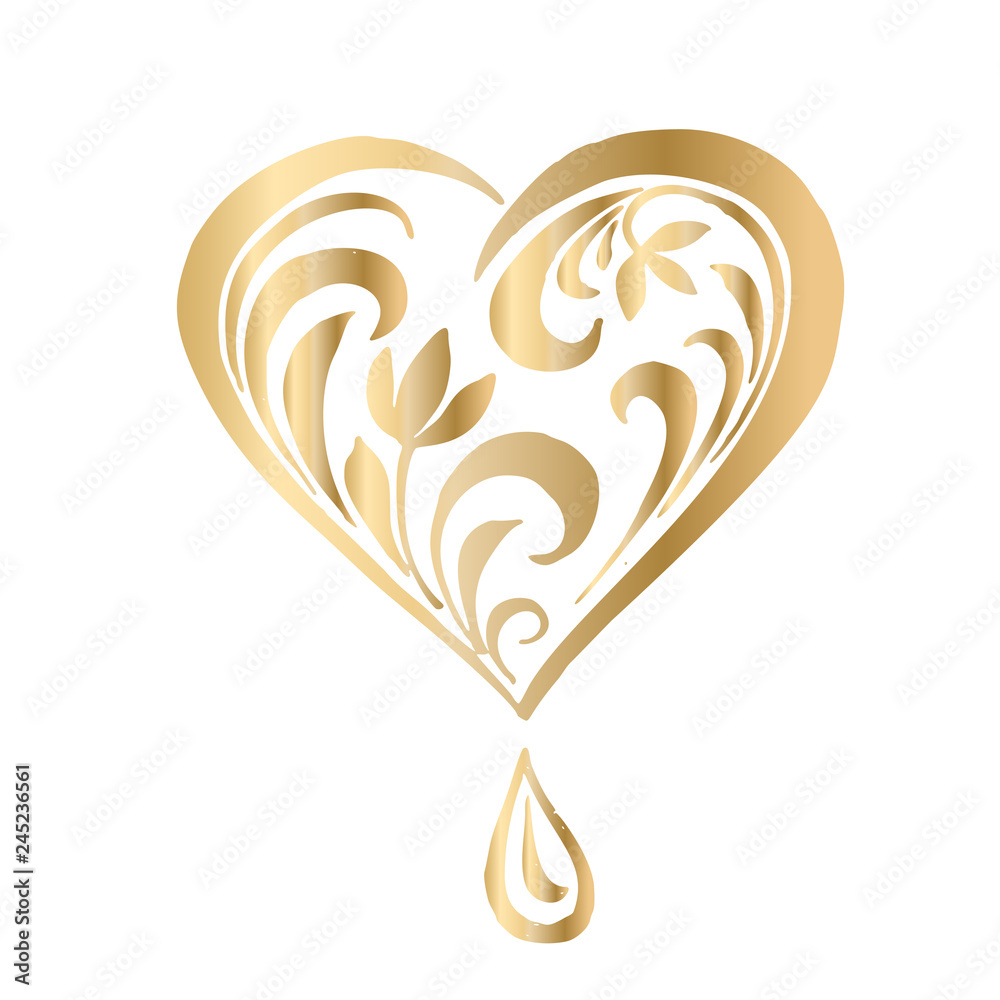Ornate vector heart in Victorian style. Elegant element for logo design ...