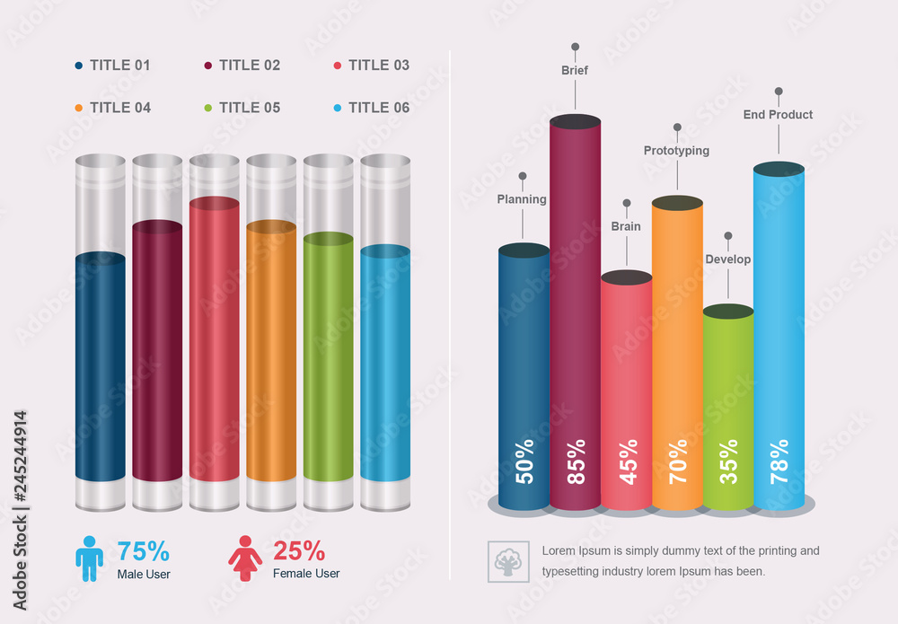 2 3D Bar Graphs Infographic Stock Template | Adobe Stock