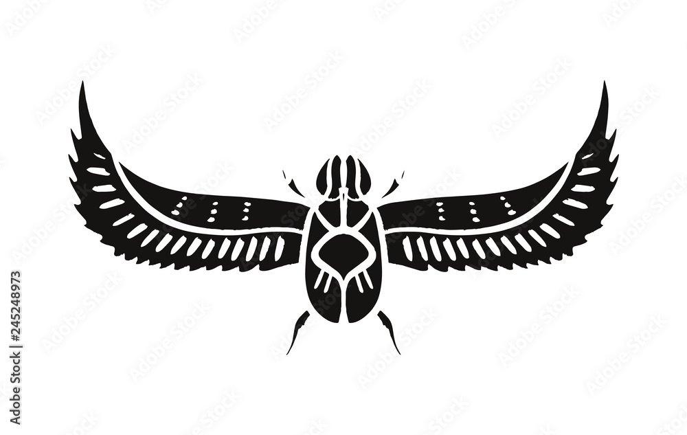 Ancient Egypt symbol, beetle icon. Element, outline image, line art ...