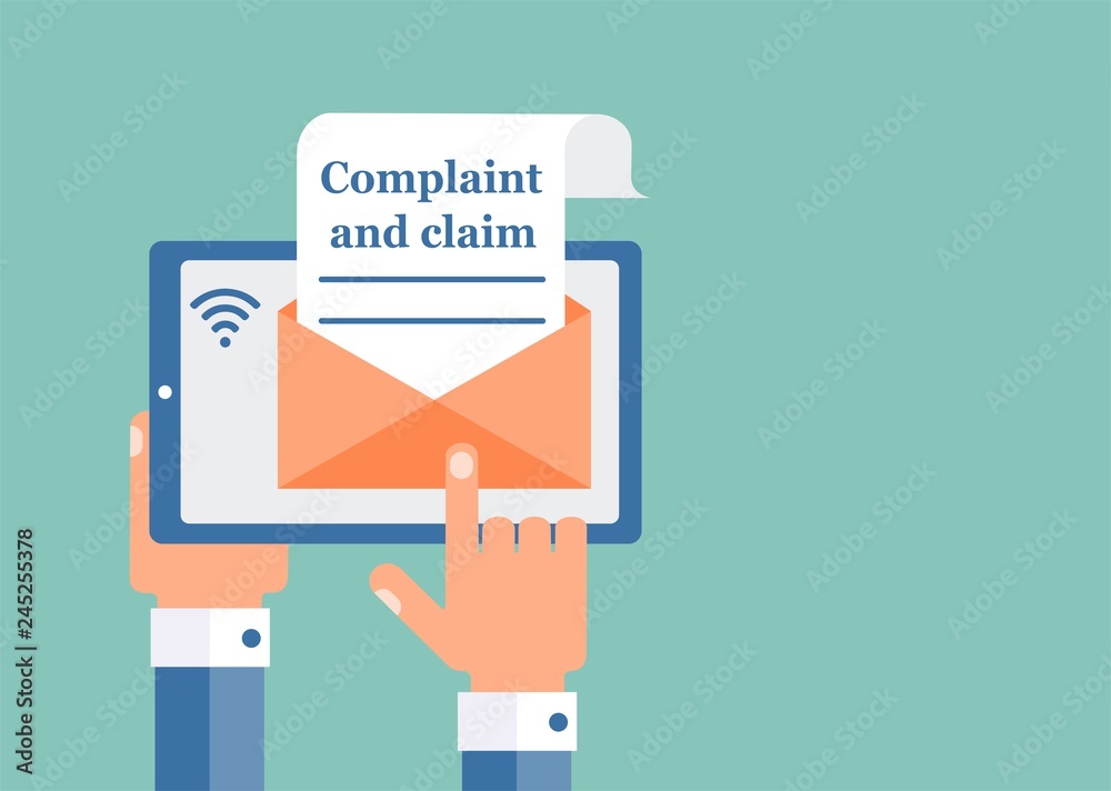 Complaint and claim. Email message . Vector image isolated on uniform ...