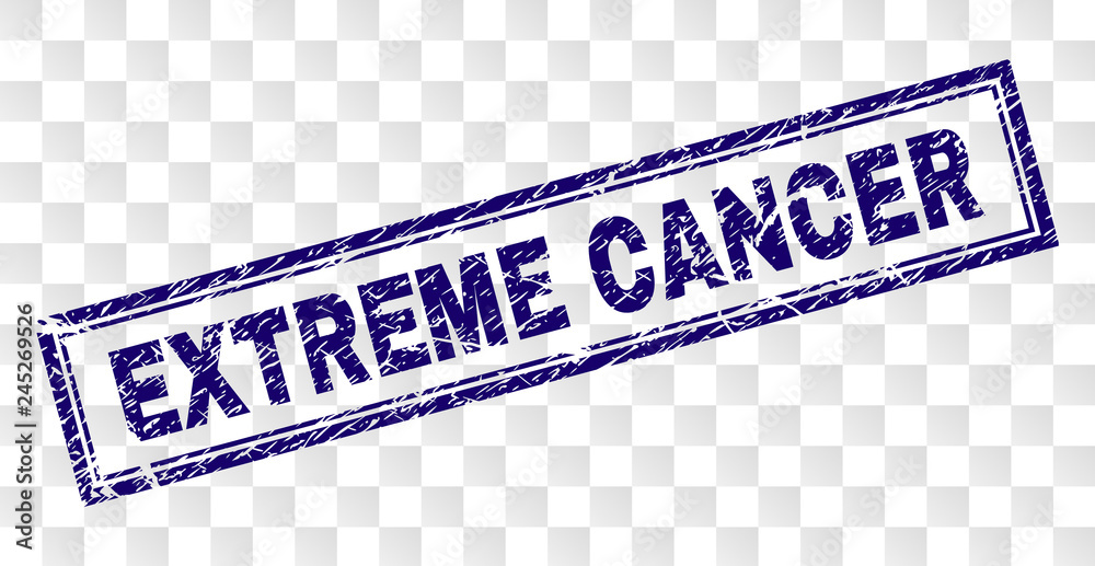 EXTREME CANCER stamp seal print with scratched style and double framed ...