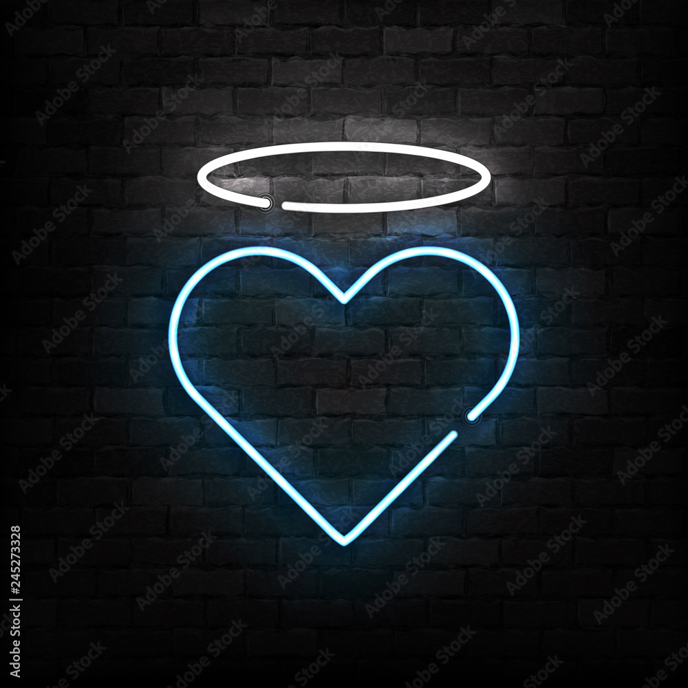 Vector realistic isolated neon sign of Angel Heart logo for template ...