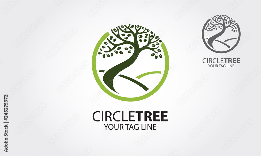 Circle tree vector logo template. Professional and effective logo for ...