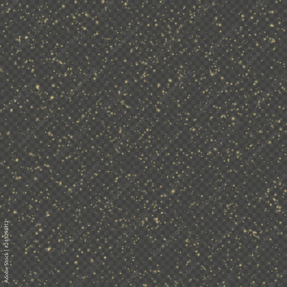 Glitter particles overlay effect. Gold glittering star dust sparkling ...