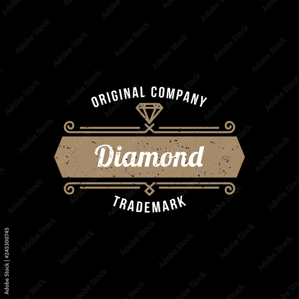 Diamonds Logo Hipster style. Hipster retro vintage diamond label, badge ...