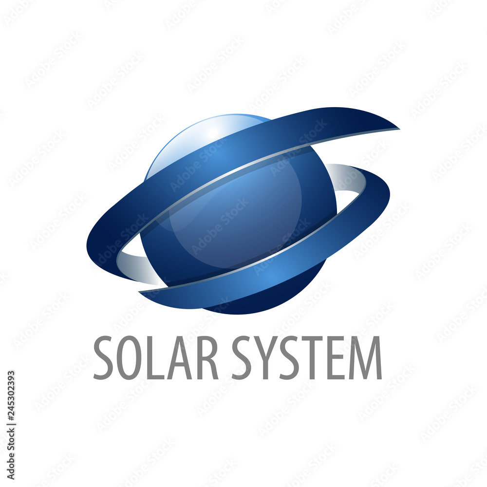 Solar system. Sphere motion logo concept design. 3D three dimensional ...