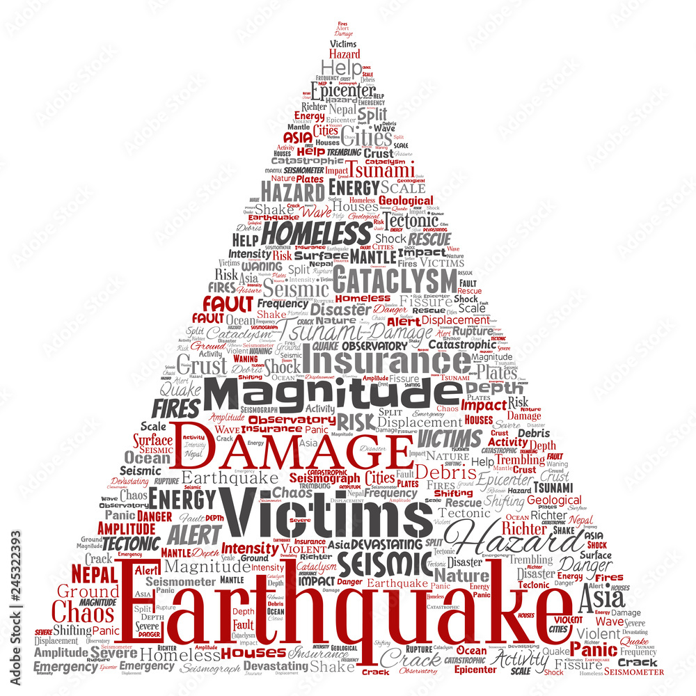 Vector conceptual earthquake activity triangle arrow word cloud ...