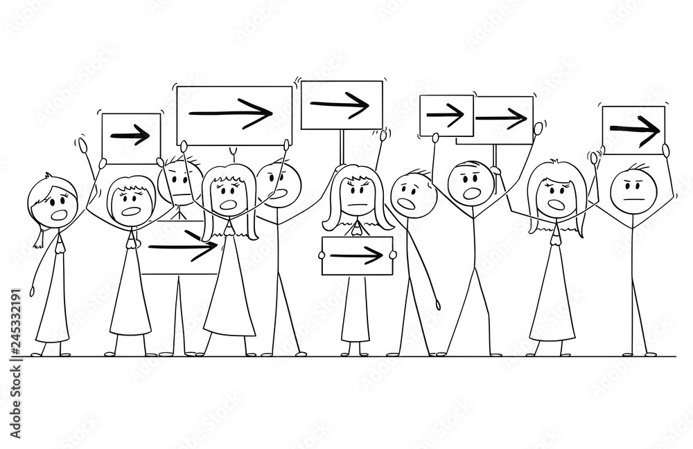 Cartoon stick figure isolated drawing or illustration of group or crowd ...