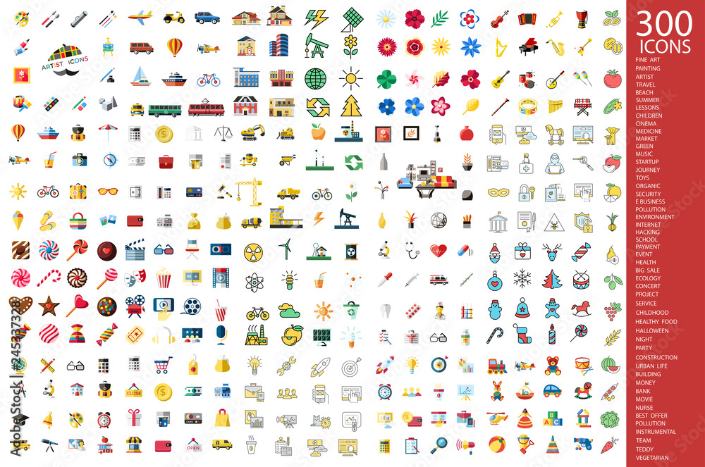 Digital vector 300 icons set Stock Vector | Adobe Stock