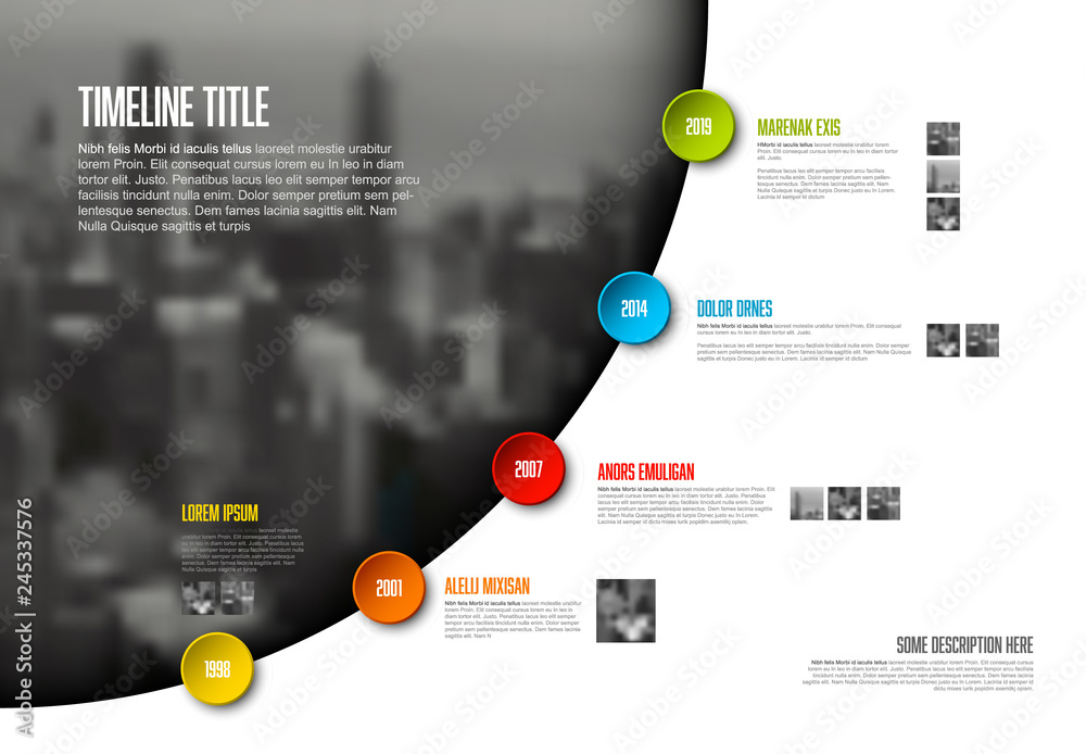 Company Infographic timeline report template with photos Stock Vector ...