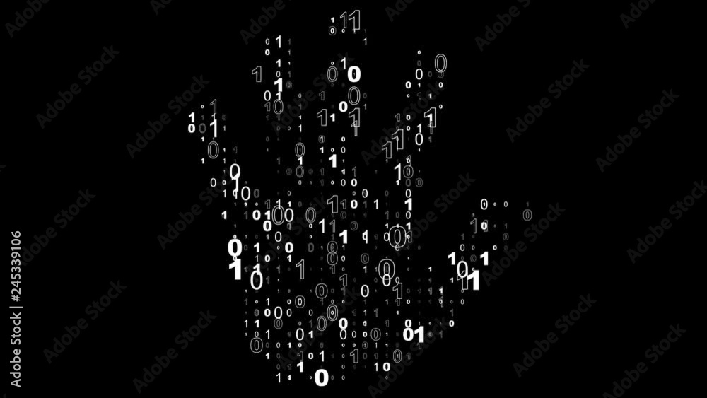 Digital Handprint. Binary code forms the shape of a handprint. Stock ビデオ | Adobe Stock