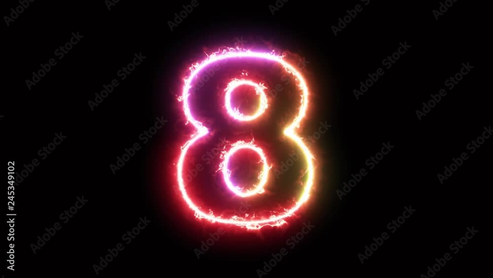 Vidéo Stock Number 8, number eight - colorful lightning energy outline ...