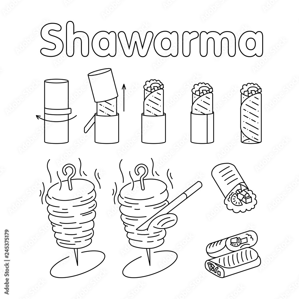 Shawarma icon set. Vector illustration. Stock Vector | Adobe Stock