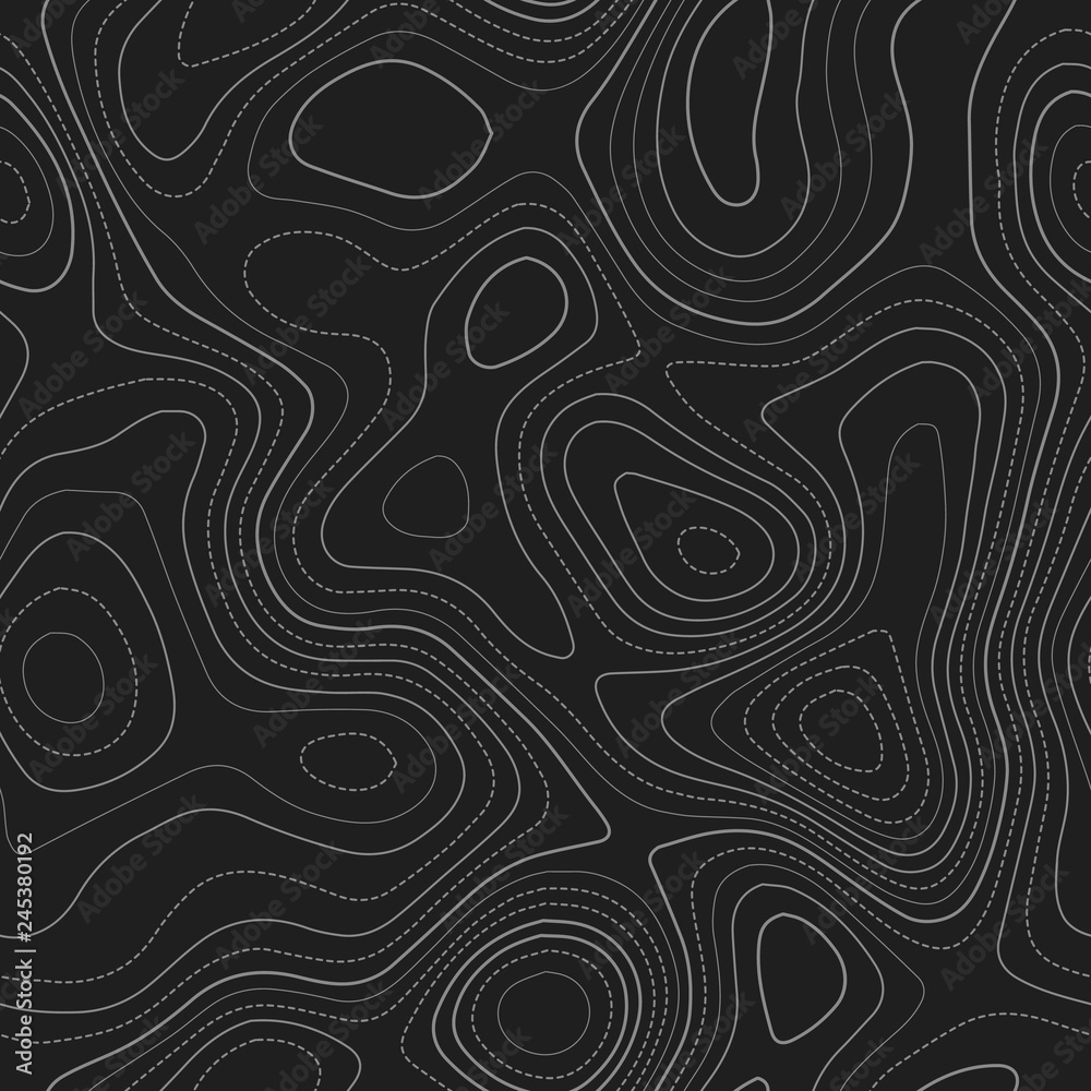Topographic map background. Actual topography map. Dark seamless design ...
