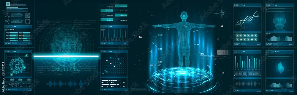 Hud element ui medical examination. Display set of virtual interface ...