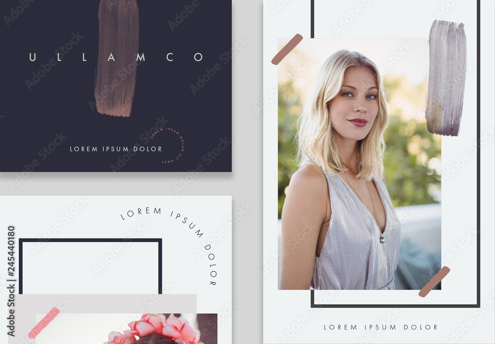 Social Media Post Layouts with Photo Placeholders Stock Template ...
