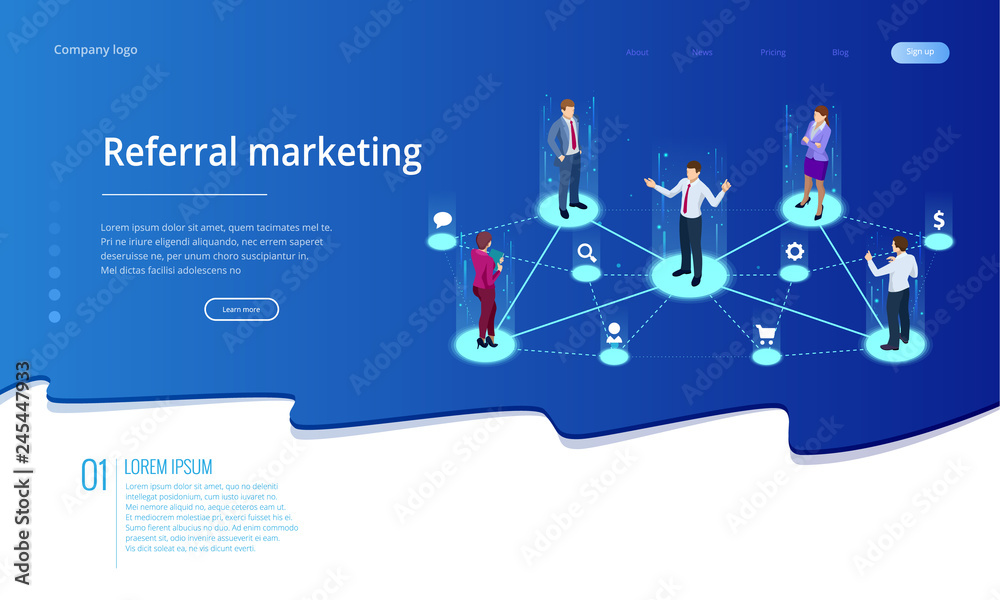 Isometric Referral marketing, network marketing, referral program ...