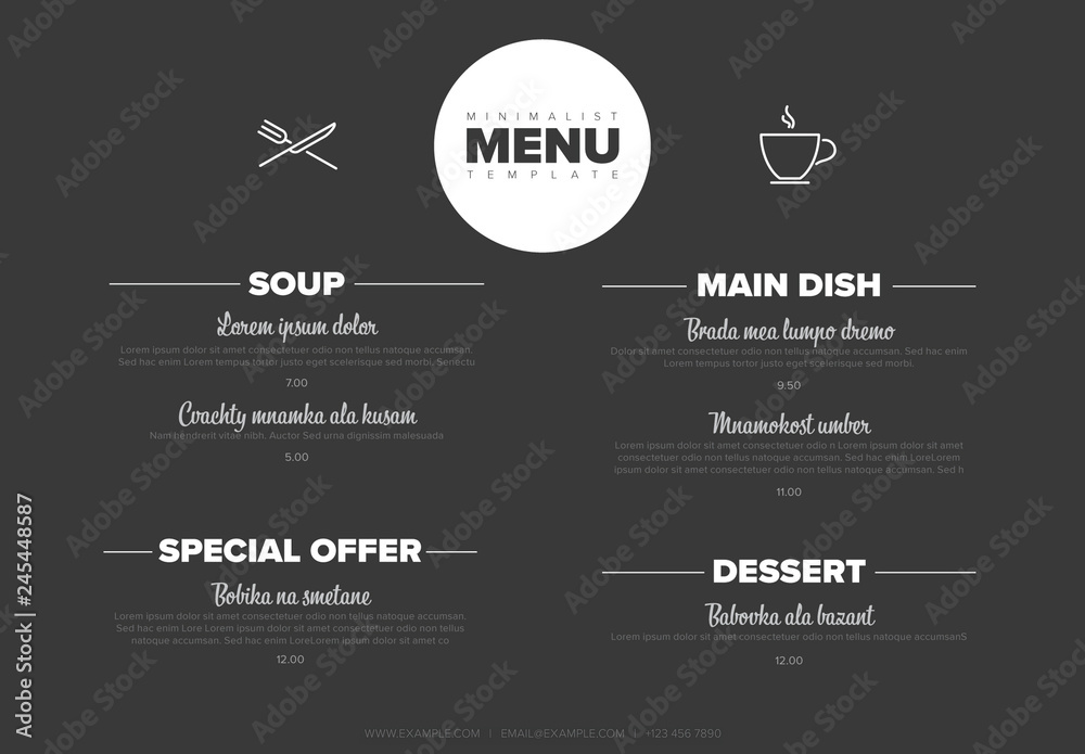 Minimalist Menu Layout Stock Template | Adobe Stock