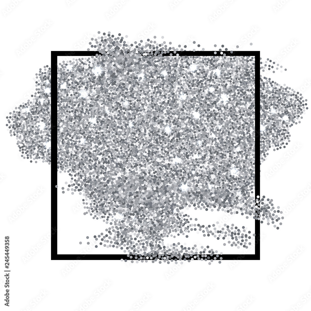 Silver glitter texture border isolated over white background Stock ...
