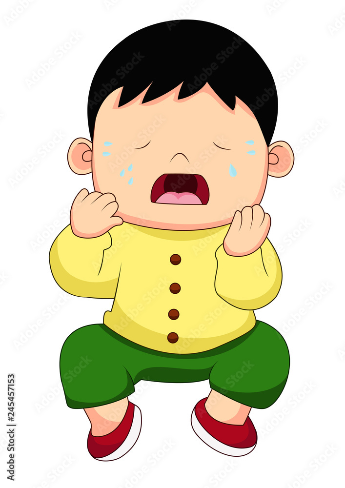 Cartoon sitting and crying little baby boy with mouth wide open Stock ...