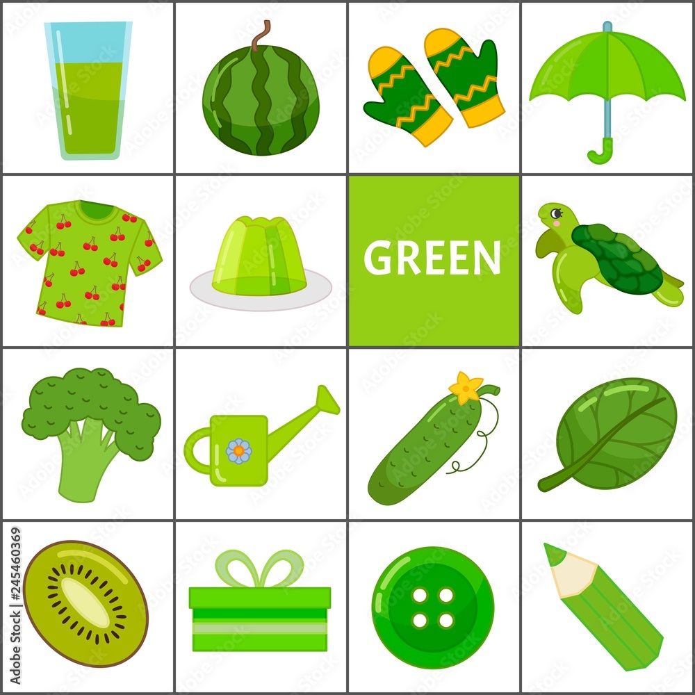 Learn the primary colors. Green. Different objects in green color ... Learn the primary colors. Green. Different objects in green color ...