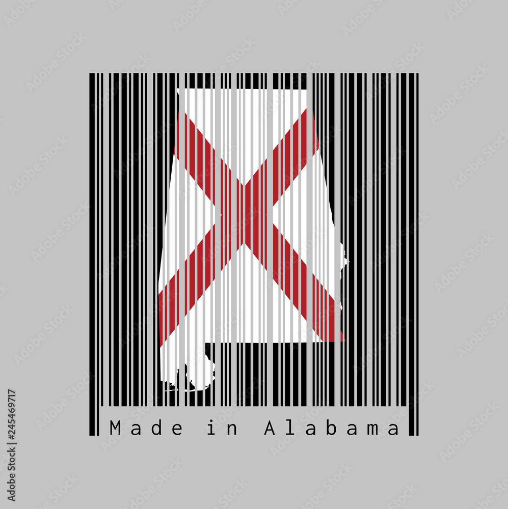 Barcode set the shape to Alabama map outline and the color of Alabama ...
