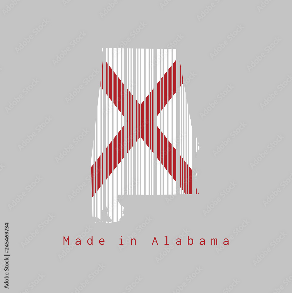 Barcode set the shape to Alabama map outline and the color of Alabama ...