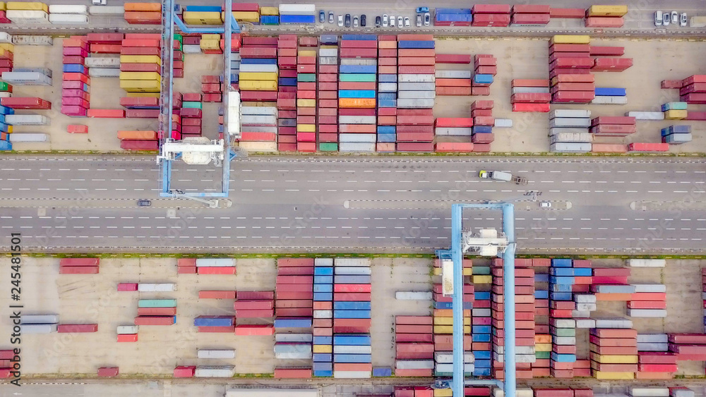 Transtainer yard - Various brands and colours of Shipping containers ...