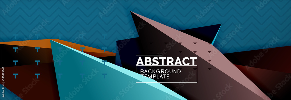 3d triangular shapes geometric background. Origami style pattern with ...