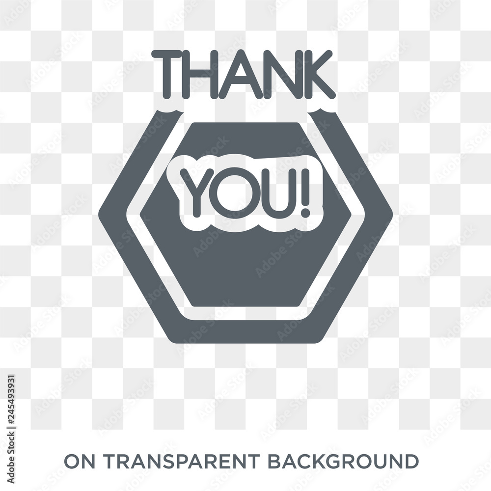 Thank you icon. Trendy flat vector Thank you icon on transparent ...