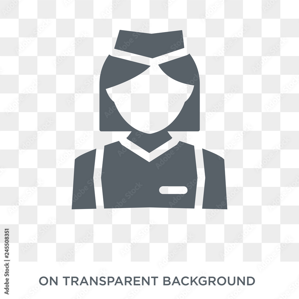 Air hostess icon. Trendy flat vector Air hostess icon on transparent ...