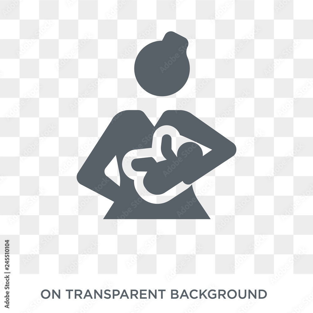 Woman Breastfeeding icon. Trendy flat vector Woman Breastfeeding icon on transparent background ...