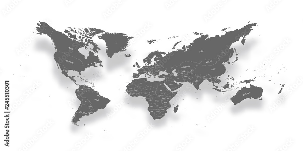 Modern political map of World. Distorted design with bent corners and ...