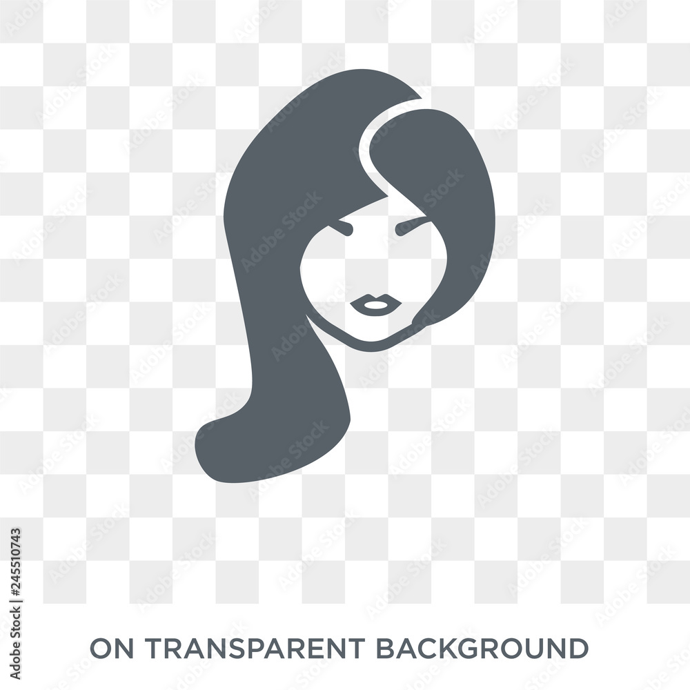 Girl face with long hair icon. Trendy flat vector Girl face with long ...