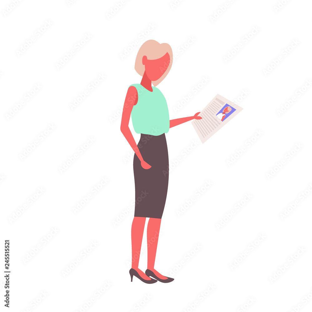 hr woman holding cv form choosing resume new job vacancy curriculum ...