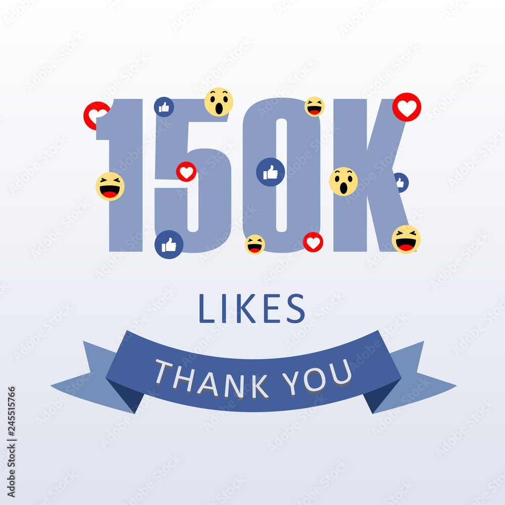 150K Likes Thank you number with emoji and heart- social media ...