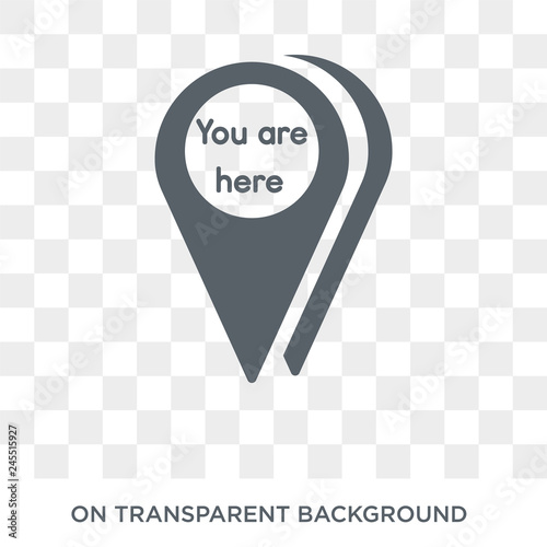 You are here icon. Trendy flat vector You are here icon on transparent ...