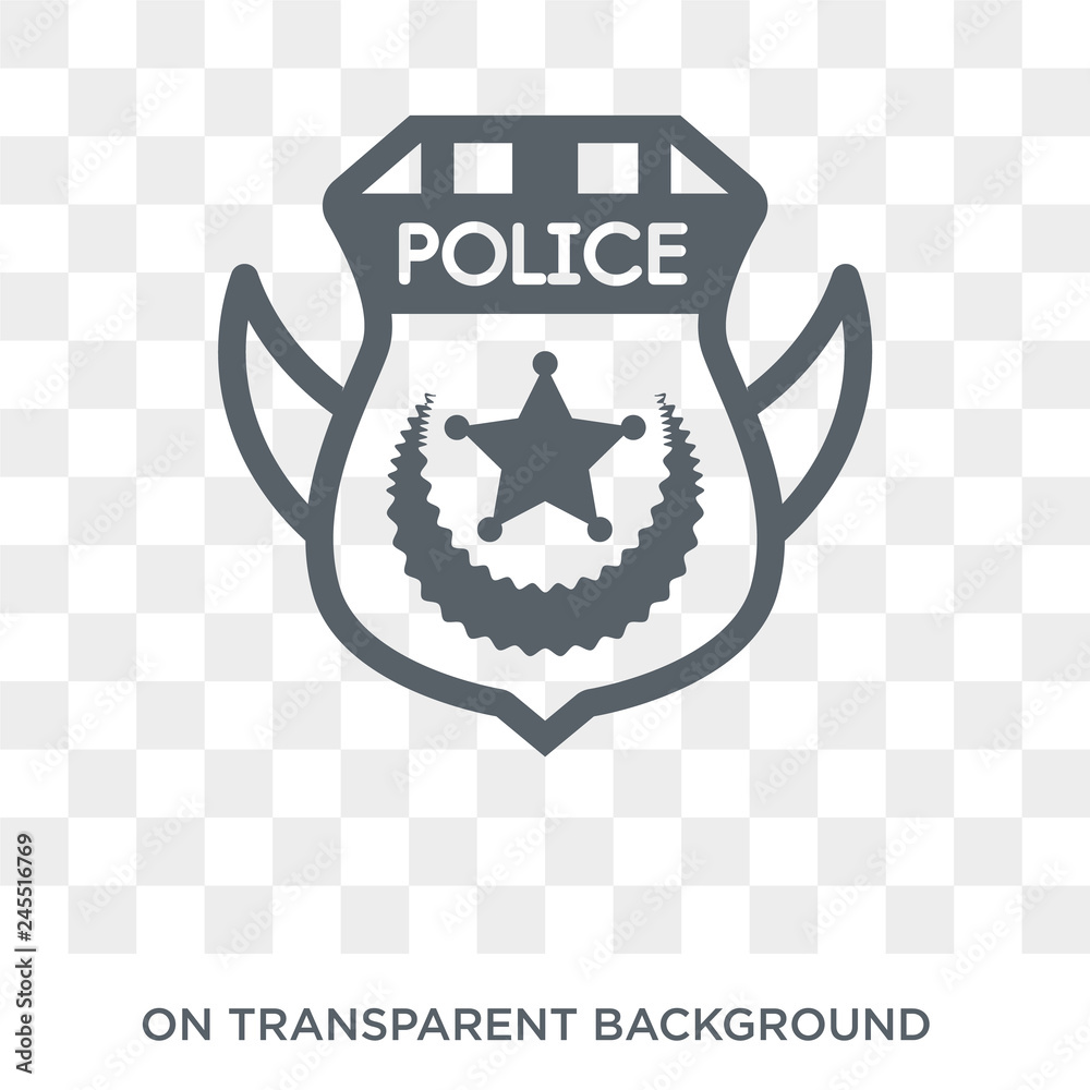 Police badge icon. Trendy flat vector Police badge icon on transparent ...