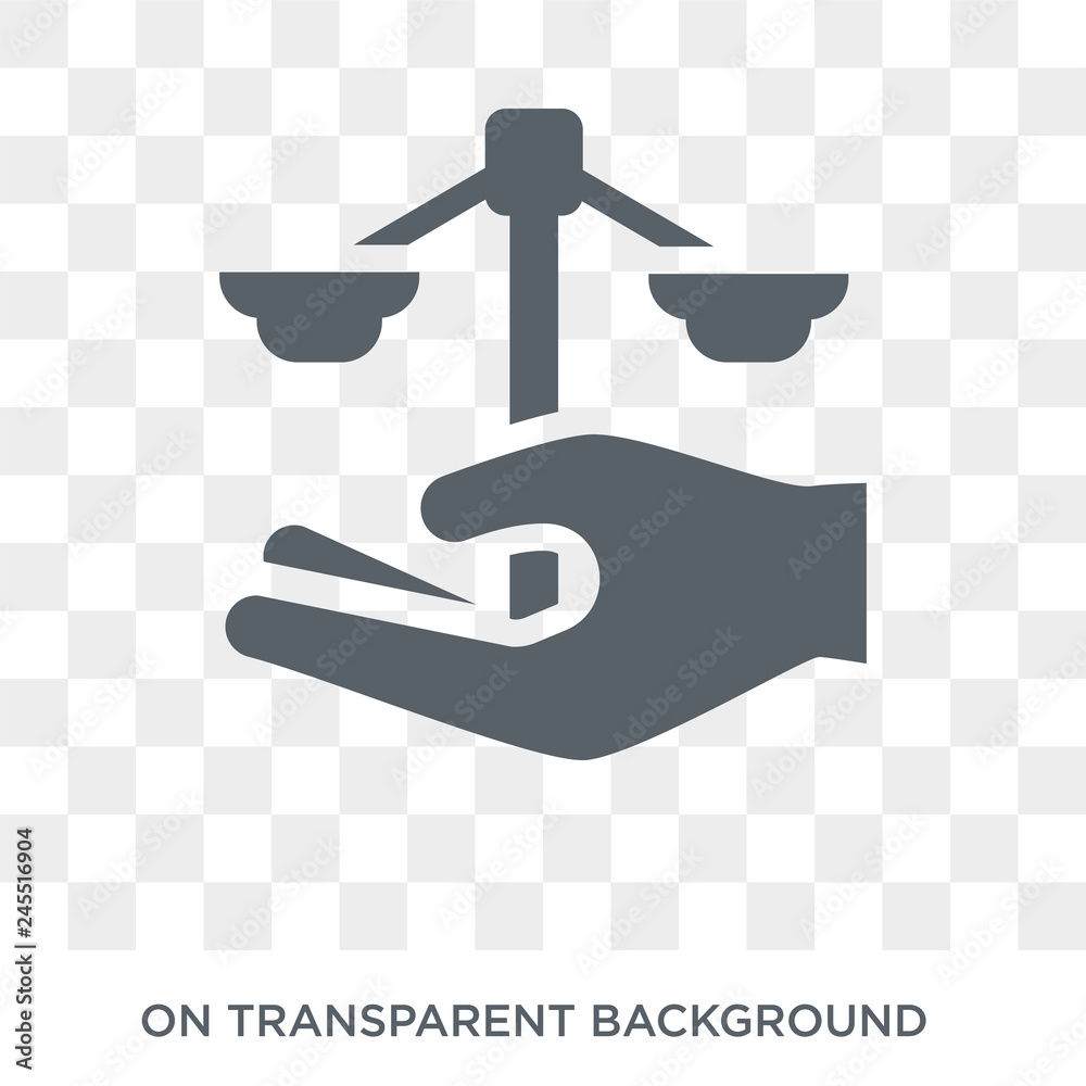 justice scales in Hand icon. Trendy flat vector justice scales in Hand ...