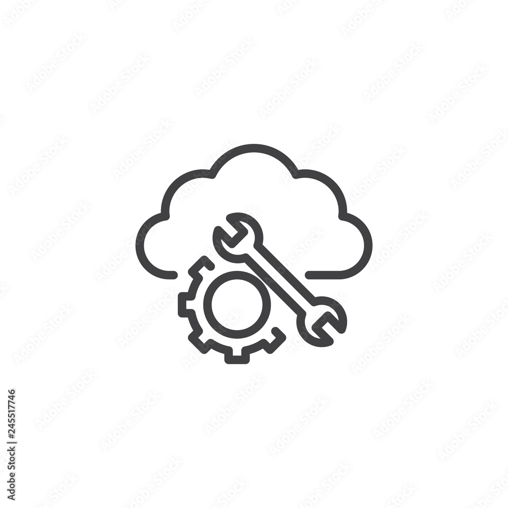 Cloud Computing Settings line icon. linear style sign for mobile ...