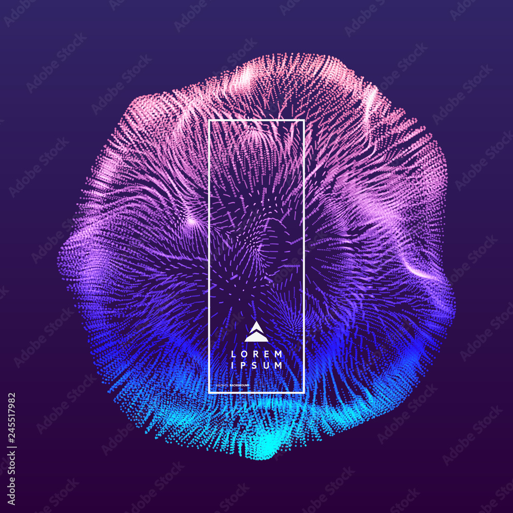 3d abstract sphere. Array with dynamic particles. Modern science and ...
